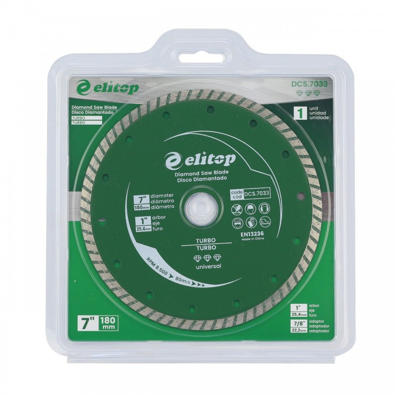 Disco Diamantado Turbo 180mm (7") Elitop | Granito e Concreto